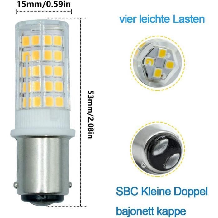 Lot De 2 Ampoules Led B15D 4 W Ac 220 V-240 V Sbc À Double Baïonnette ...