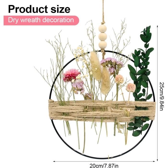 Couronnes Décoratives,Guirlande En Métal De Fleurs Séchées Et De Corde ...
