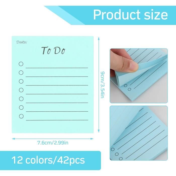 Lot De 12 Blocs De Notes Autocollantes Multicolores - 500 Feuilles De ...