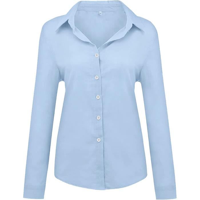 Chemisier pour Femme avec col en V,Chemisier boutonnée Hauts Chemisier ...