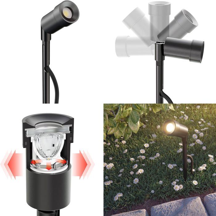 Projecteur de jardin LED Spico noir avec piquet de terre capteur ...