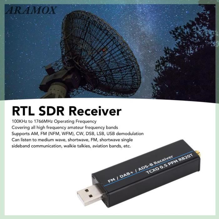 RTL SDR Receiver Software défini Radio 100KHz à 1766 MHz Bande complète ...