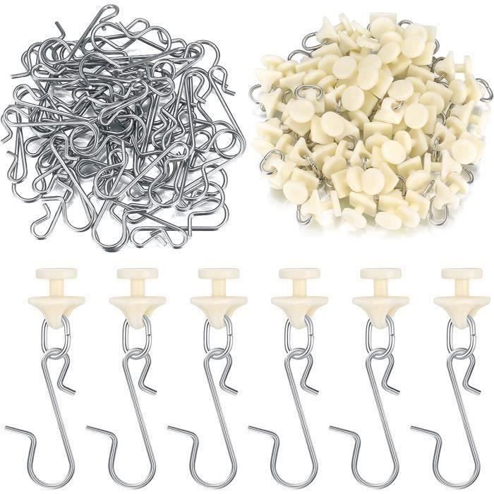 100 Crochet de Rideau Rail Set50 Glisseurs pour Rail à Rideaux Crochets ...
