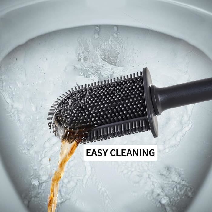 2 Brosse Toilettes WC, Brosse WC Silicone Noir, Aucun Perçage Brosse ...
