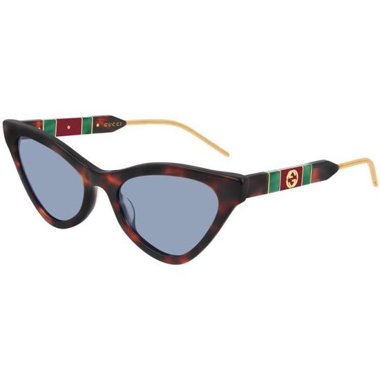 Gucci GG0597S 55/20/145 HAVANA/BLUE acétate femme GG0597S - Achat ...