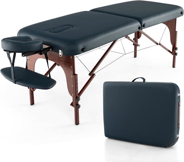 Relax4life Table De Massage Mobile 2 Zones Hauteur Réglable 9 Niveaux