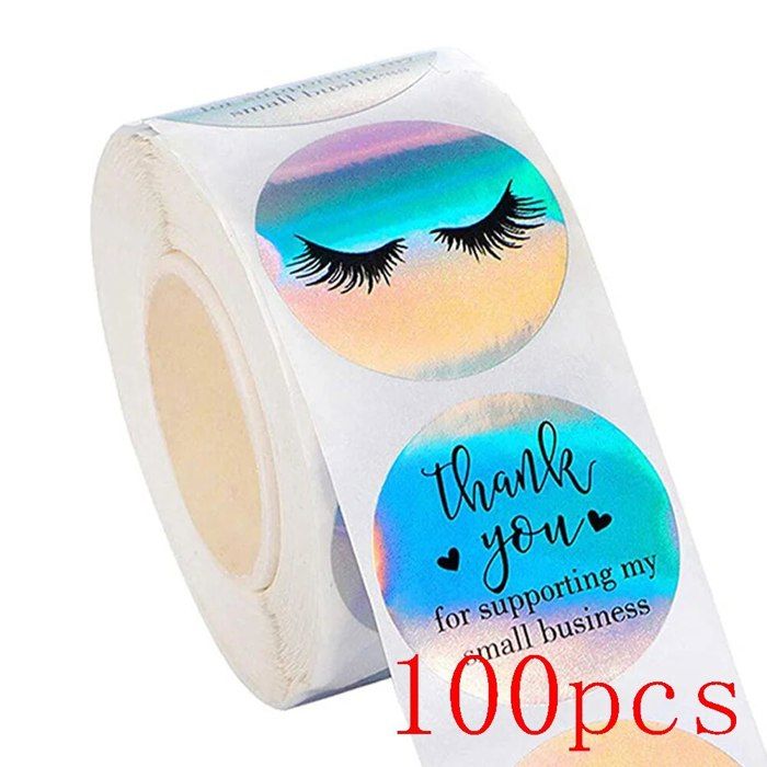 Banderole,1inch Laser Thank You Stickers 50-500pcs Black And Pink ...