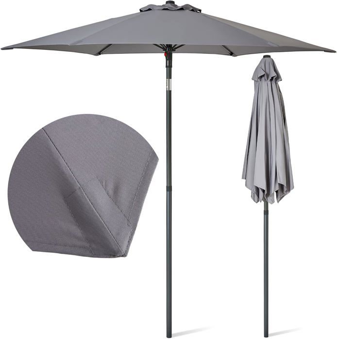Gris Parasol de jardin 2 m avec inclinaison | Polyester déperlant UV 30 ...