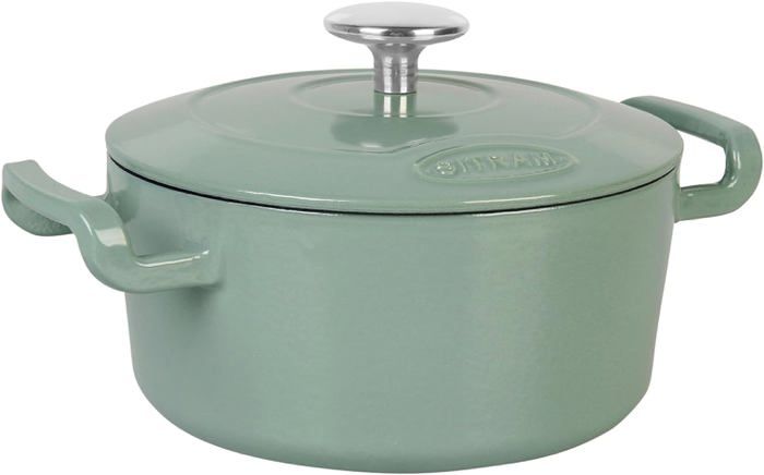 COCOTTE Sitrabella Ronde en fonte émaillée Ø20 cm - 2,5 litres - Extérieur émail Vert Sauge ...