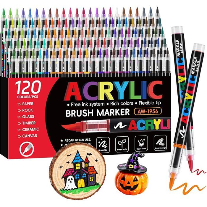 120 Pieces Acrylic Paint Markers Water Based Paint Markers with ...