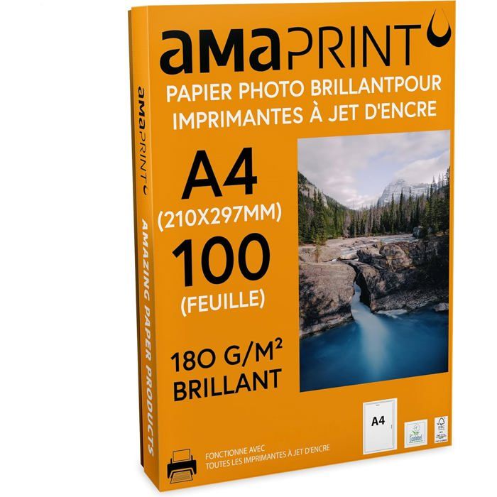 Papier photo brillant A4 - PAPECO - 100 feuilles - 180g/m² - Résistant ...