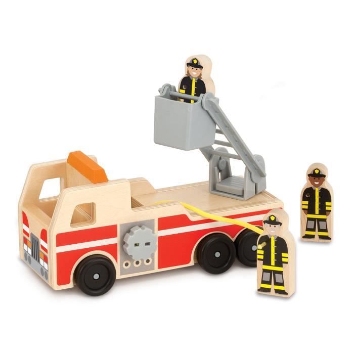 Wooden Fire Engine With 3 Firefighter Play Figures ATPOK - Cdiscount ...