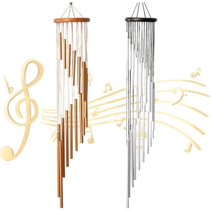 2PCS Wind Chimes Outdoor, Bois Massif et 18 Gommage Aluminium Alliage ...