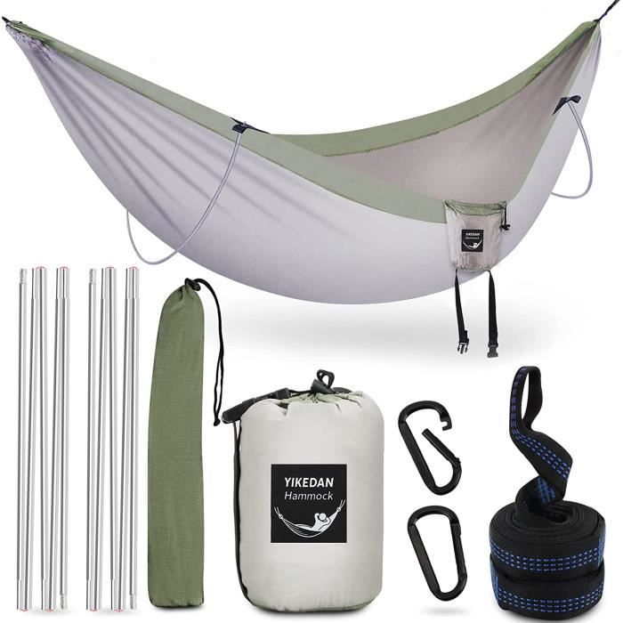Hamac , Hamac de Camping extérieur avec 2 Barres de Support Pliables en ...