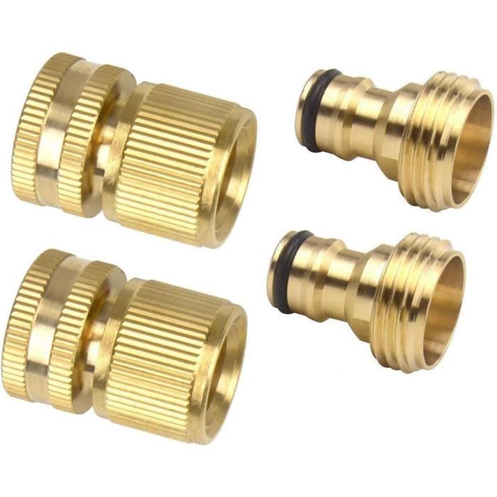 Lot De 2 Raccords De Tuyau D'Arrosage À Connexion Rapide,En Laiton Massif De 1,27 Cm,20 Mm À 25 ...