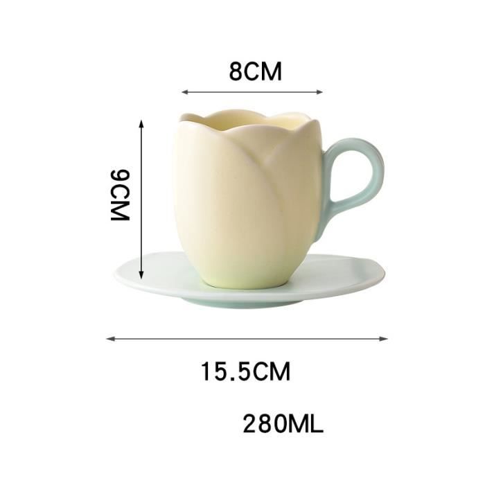 Jaune - Ensemble tasse et assiette en céramique, marque de fleurs ...
