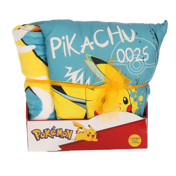 POKEMON - Coffret plaid et coussin Pokémon Pikachu - Plaid tout doux ...