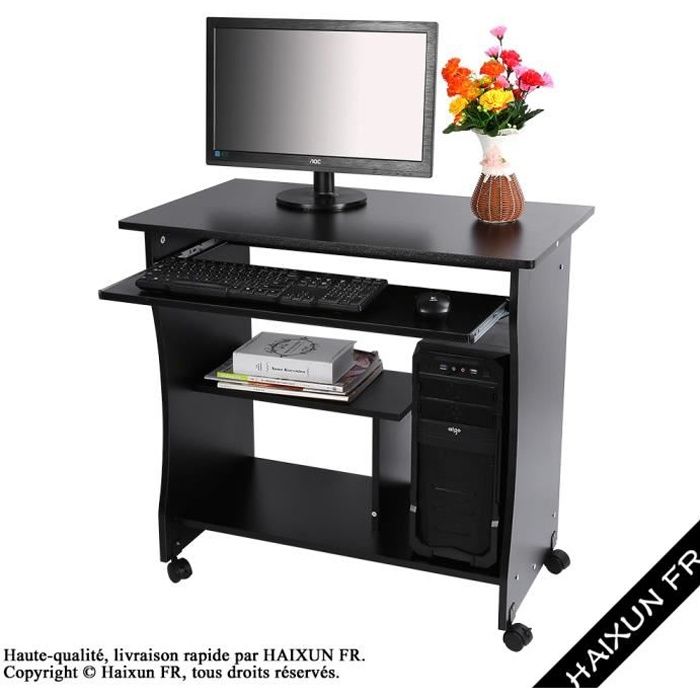 Bureau Informatique Multimédia, Meuble de Bureau pour Ordinateur noir ...