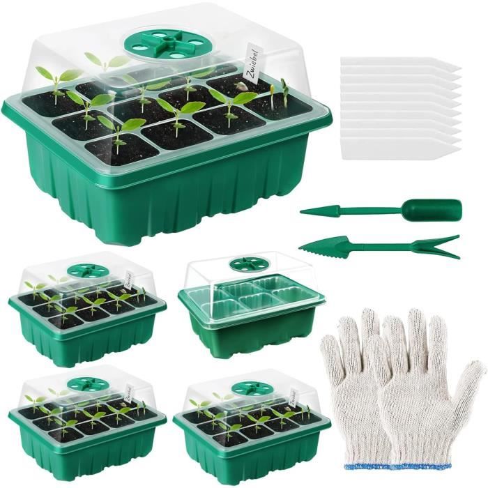 WEYE-Bac à Semis 4pcs 6 Trous,Boîte de Germination18.5x14x11cm,Serre ...