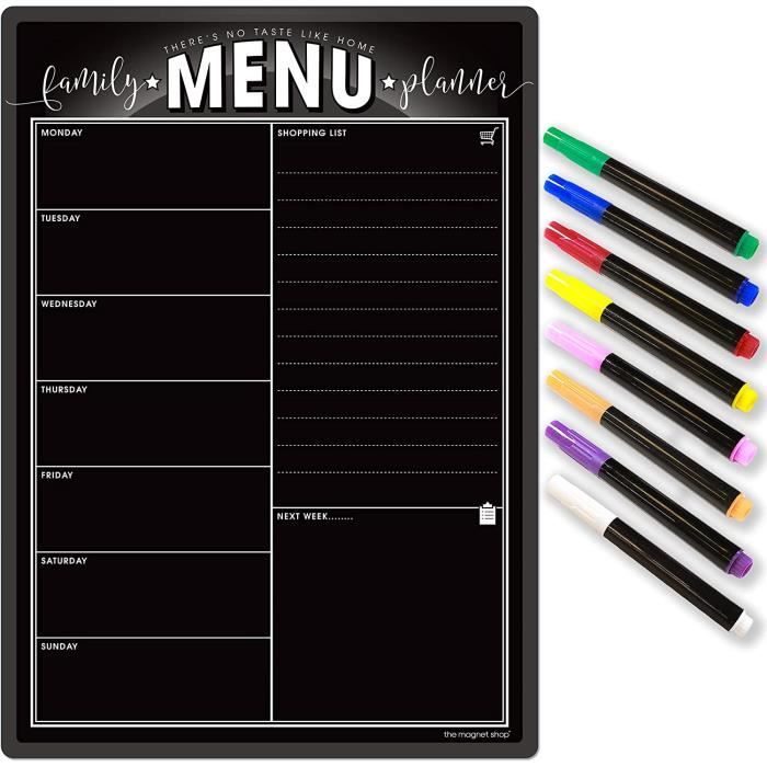 TMS A4 Tableau noir pour menu familial hebdomadaire Planificateur de ...