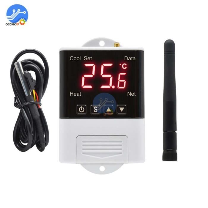 Couleur DTC2201 DS18B20 Thermostat WiFi Sans Fil, Capteur NTC, Affichage Numérique, Contrôle par ...