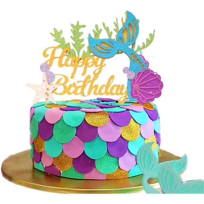 Paillettes Sirène Gâteau Topper Sirène Joyeux Anniversaire Gâteau ...