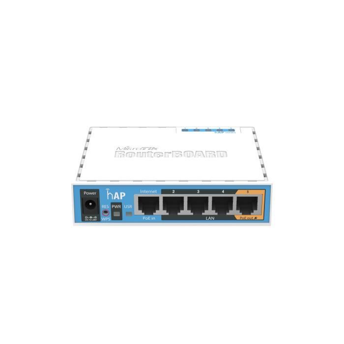 Routeur sans fil - MIKROTIK - hAP - 2,4 GHz - 5 ports 10/100 - PoE, USB ...