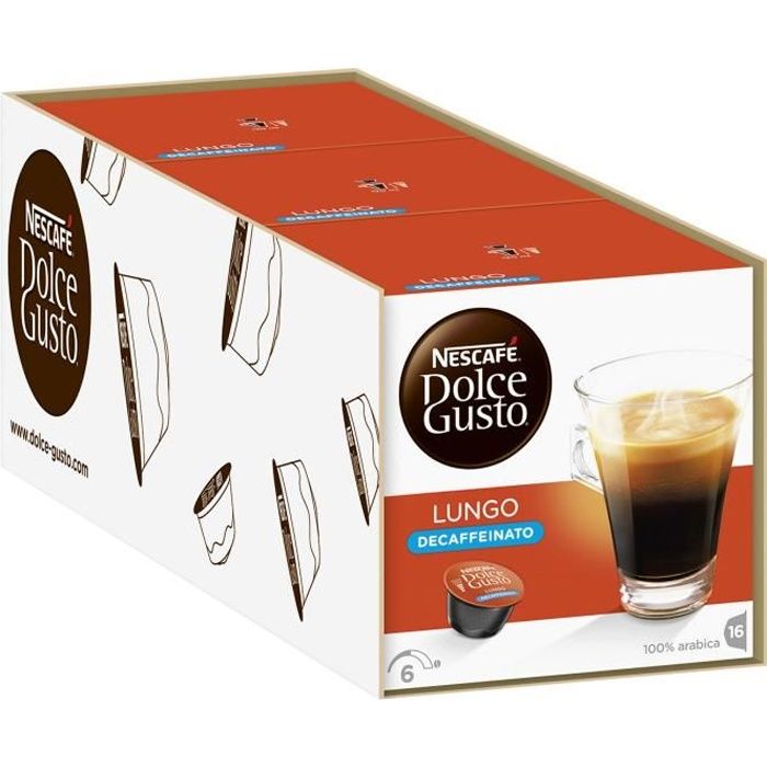 Nescafé Dolce Gusto Lungo Decaffeinato décaféiné Café 3 x 16 Capsules ...