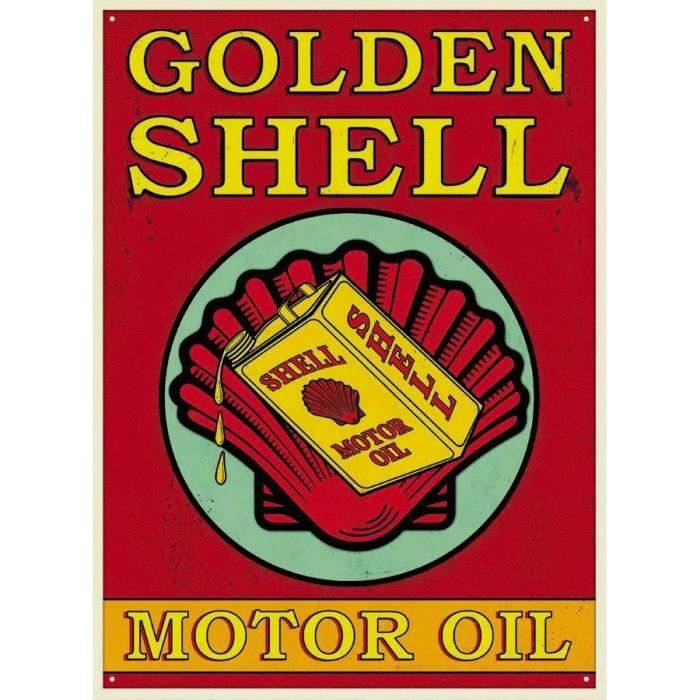 Plaque metal Shell –Golden Motor Oil - Cdiscount Maison