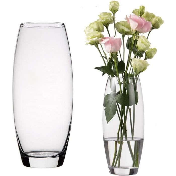 UNISHOP Vase Fleur en Verre, Vase en Verre Bombé, 26 cm de Haut ...
