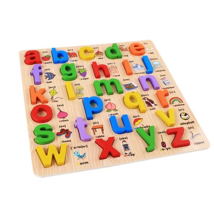 Tableau de puzzle de lettres Puzzle Alphabet en bois pour tout-petits ...