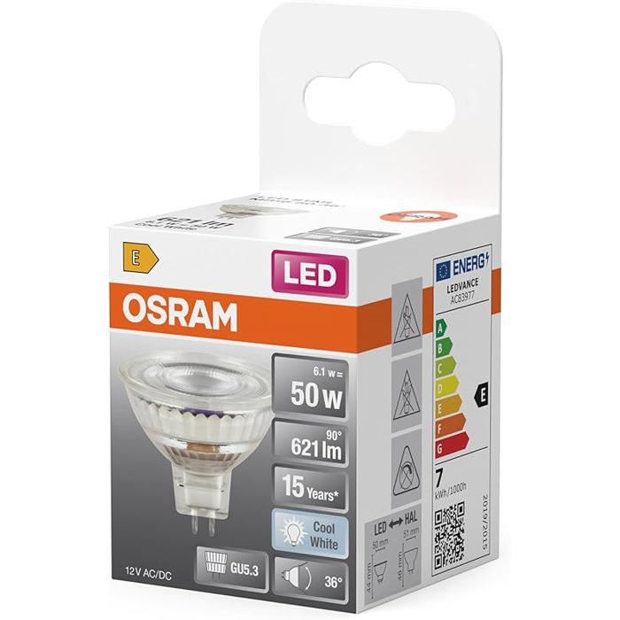 OSRAM Spot Star MR16 LED Reflector, 4000 K, Neutral White, 6.1 W, GU5.3 ...