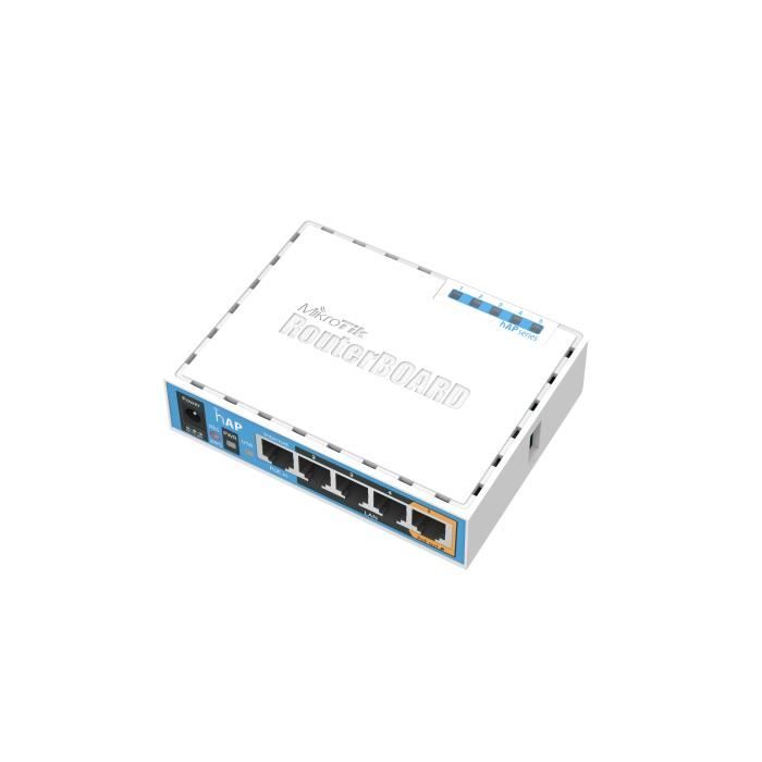 Routeur sans fil - MIKROTIK - hAP - 2,4 GHz - 5 ports 10/100 - PoE, USB ...