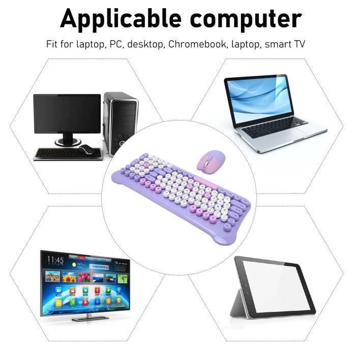 YOSOO clavier et souris colorés Clavier et souris fil, connexion 2.4Ghz ...