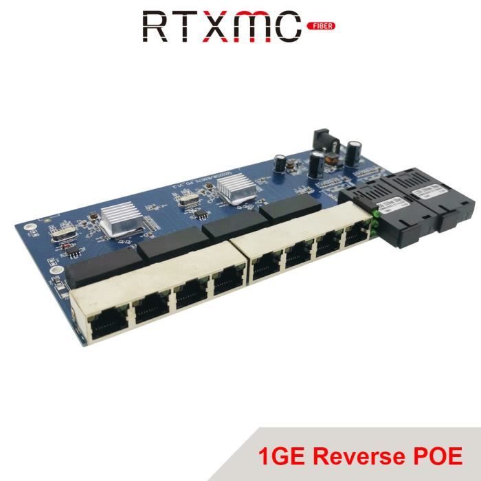 Switch réseau,Commutateur inversé POE 2G8 RJ45 Gigabit Ethernet,Fiber 1 ...