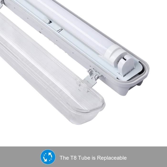 Reglette Led 150Cm, Lampe Led Pour Locaux Humides Lampe À Vasque 24W 2040Lm Blanc Froid Tube Led ...