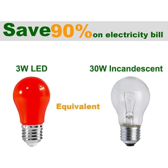 Couleur Led E27 3W,Équivalent Incandescence 30W,250Lm Ac 220V-240V ...