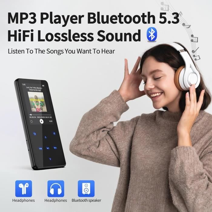 64Go Lecteur Mp3 Avec Bluetooth 5.3, Lecteur De Musique Portable 2.4 ...