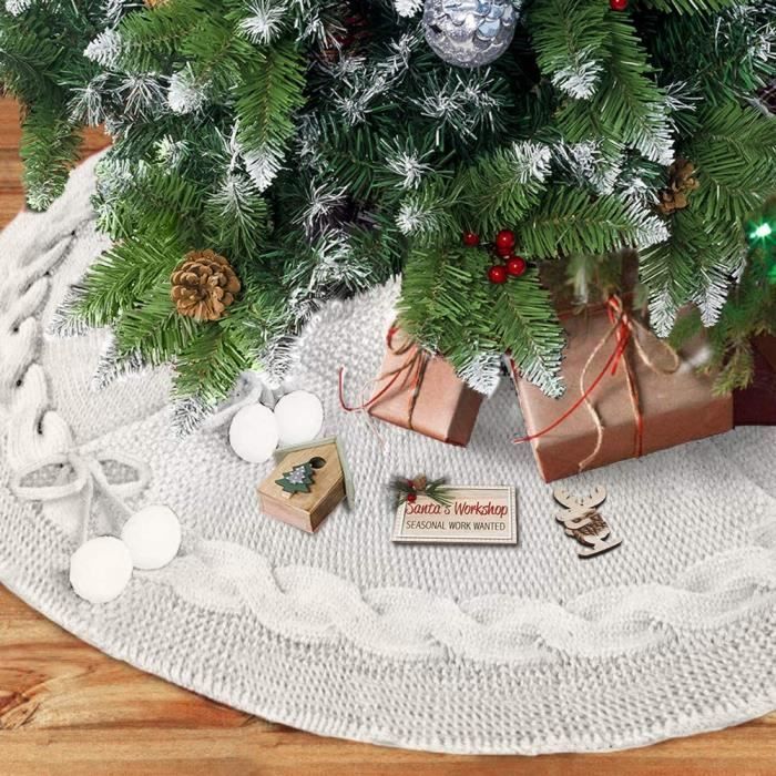 122cm Jupe de Sapin de Noël Tricoté à la Main Noël Décoration Couvre ...