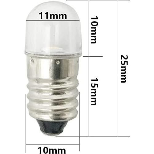 Lot De 10 Ampoules Led E10 6V Blanc Chaud Ac-Dc E10 0,5 W 65 Lm (6 V,Blanc Chaud)[J1997 ...