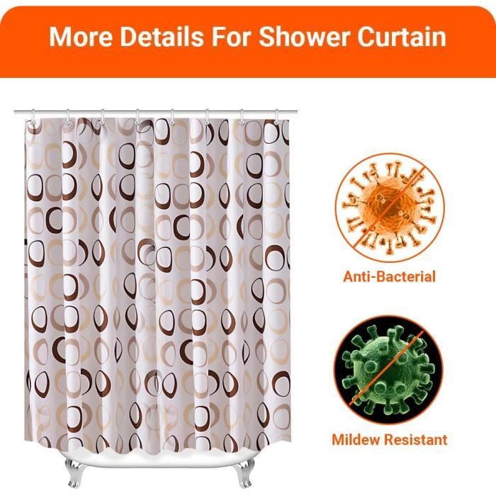 Rideau De Douche 180 X 200 Cm - Couleur Chameau - Cercle - Ourlet Lesté ...