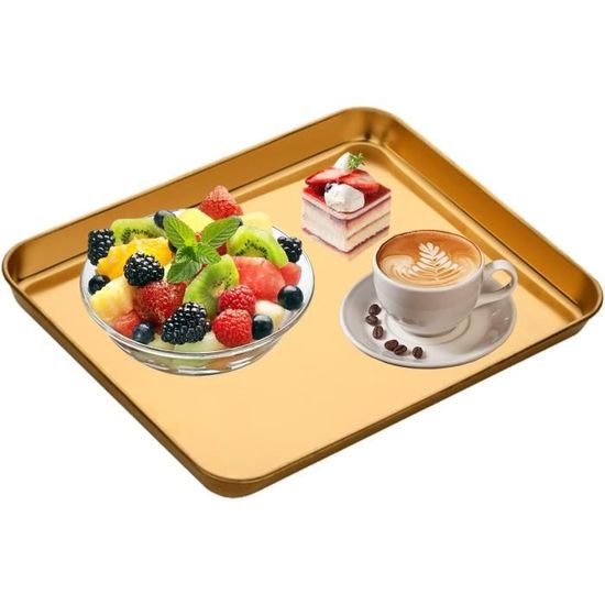 Plateau en Acier Inoxydable, Plateaux de Service Dorés, Plaque de ...