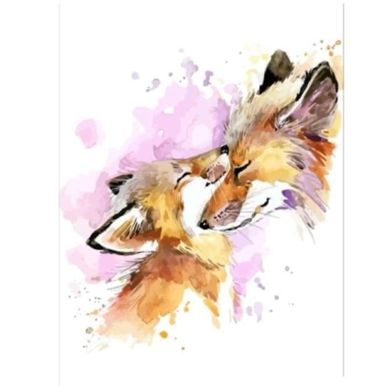 Art Mural Toile Peinture Affiche Impression Renard Maman et bébé Renard Animal Mur Photo Moderne ...