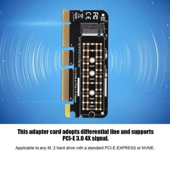 Adaptateur M.2 NGFF vers PCI-E X16 - SURENHAP - PCENVME-N05 - Pratique - Compatible NVME - Noir ...