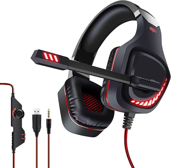 Casque de Jeu pour PS4, PS5, PC, Xbox One, iPod, PS4 avec Câble de 2 m ...