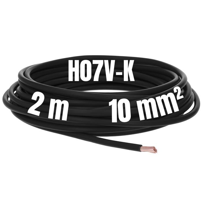 Câble de câblage H07V-K 10 mm² noir - 2 m - Flexible - Toron 10 mm² ...