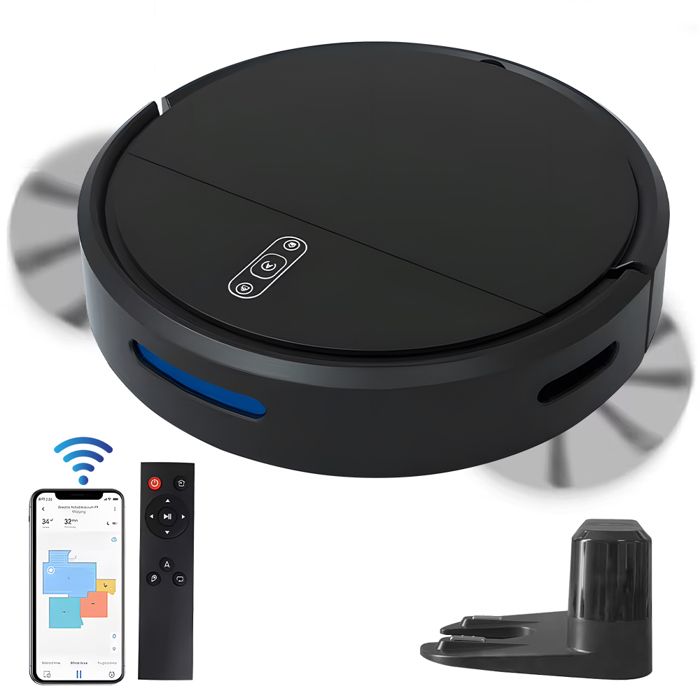 Robot Aspirateur Autonomie 150 Min,Aspirateur Robot Laveur avec 2500Pa, pour Les Tapis De Poils ...