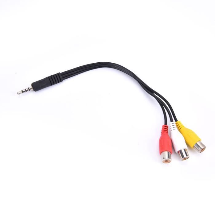 BK - Câble adaptateur Jack AV mâle vers 3RCA femelle M-F Audio vidéo ...