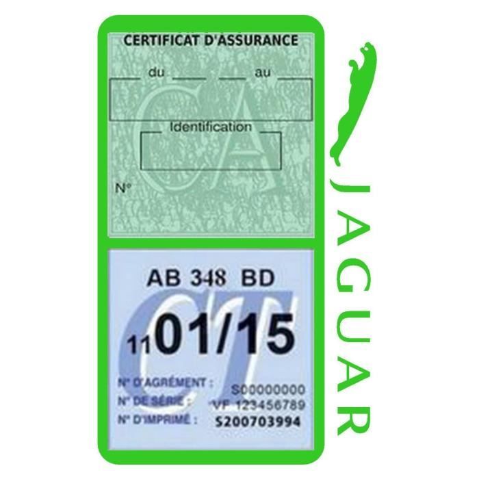 JAGUAR VD39 VERT CLAIR POCHETTE ETUI VIGNETTE ASSURANCE VOITURE ET ...