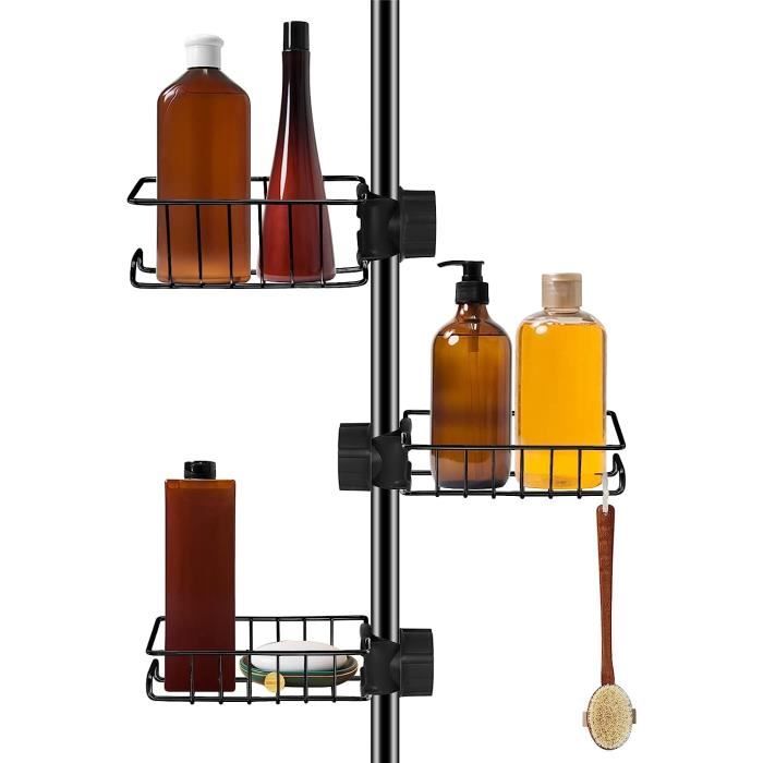 003 Étagère de douche pour barre | 3 pièces support shampooing porte ...